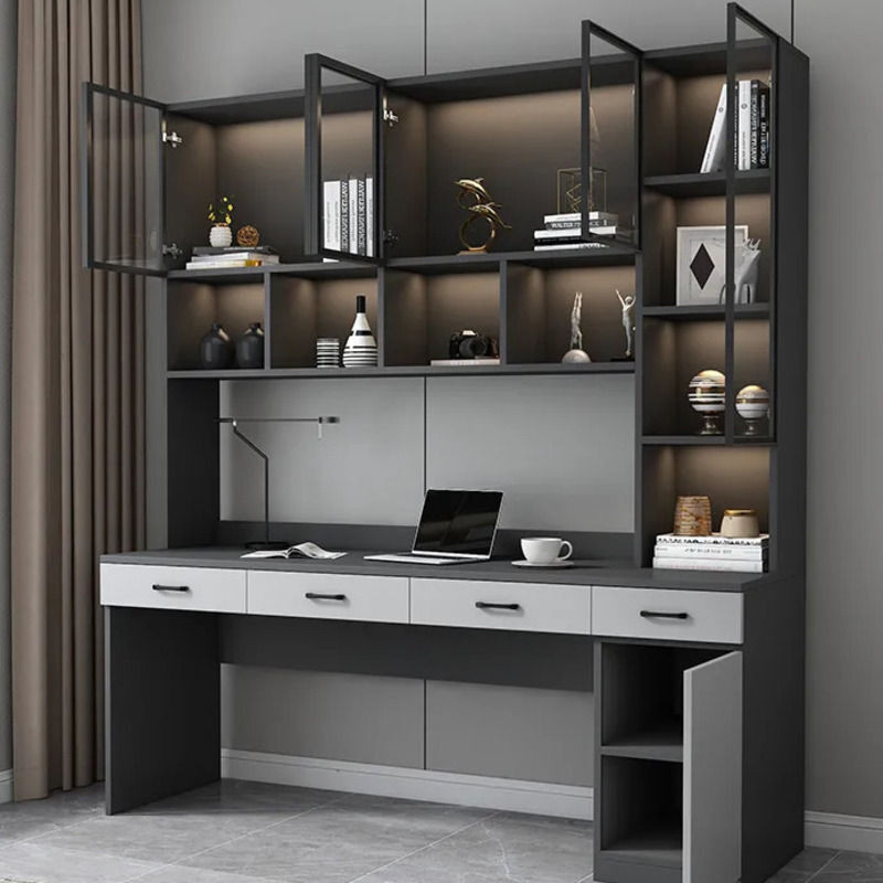 Office Cabinet Student Computer Table Double Desktop Light Solid Wood ...