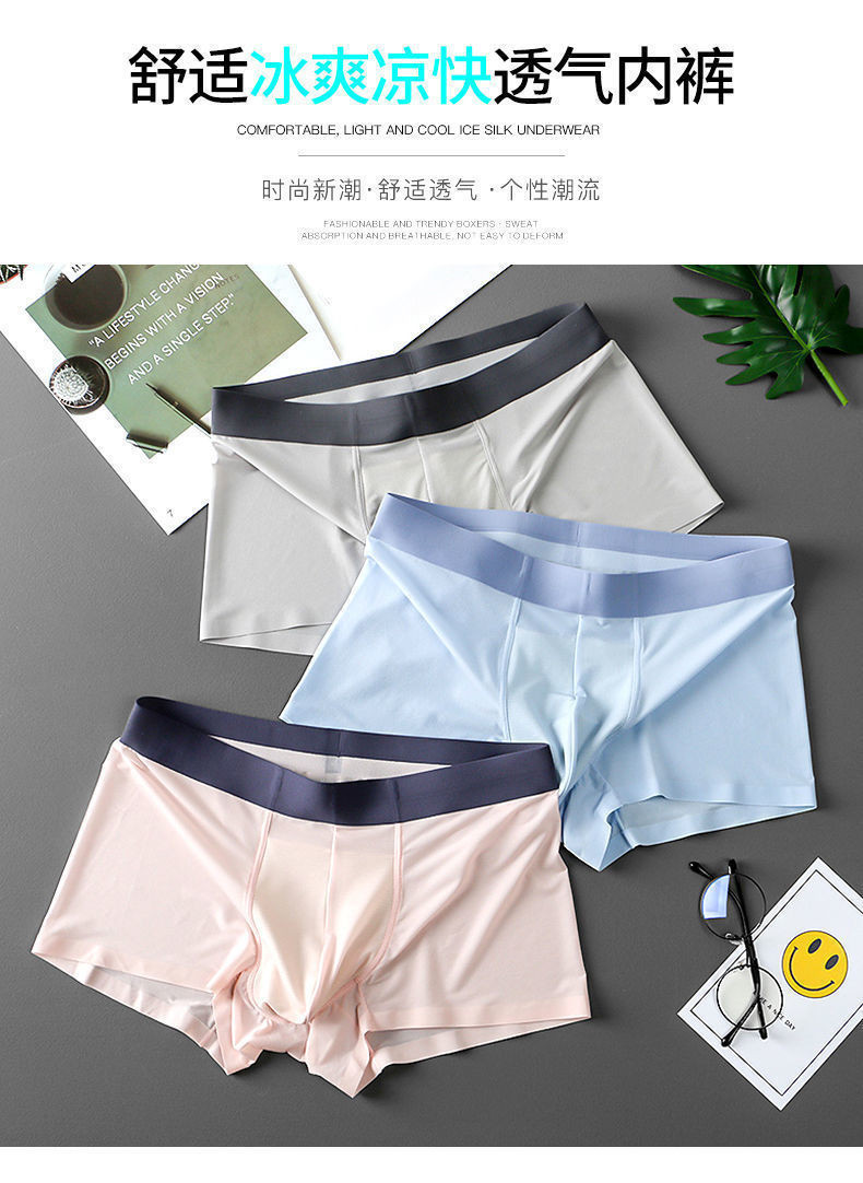 Summer Breathable Traceless Men's Underwear Youth Ice Silk Mesh Sexy ...