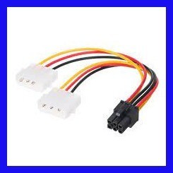2 IDE Dual 4pin Molex IDE Male to 6 Pin Female PCI-E Y Molex IDE Power Cable Adapter Connector ...