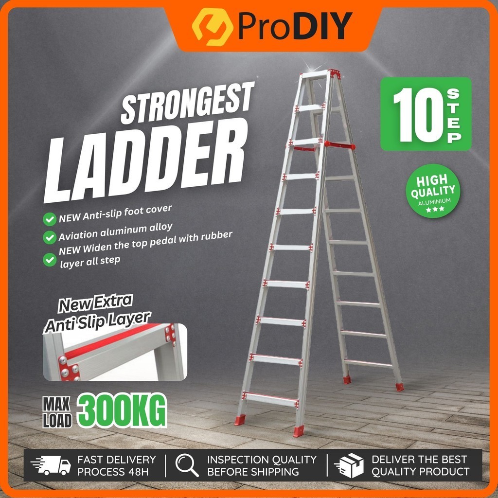 10 Step ladderman Commercial ladder Foldable Aluminium Ladder Foldable ...