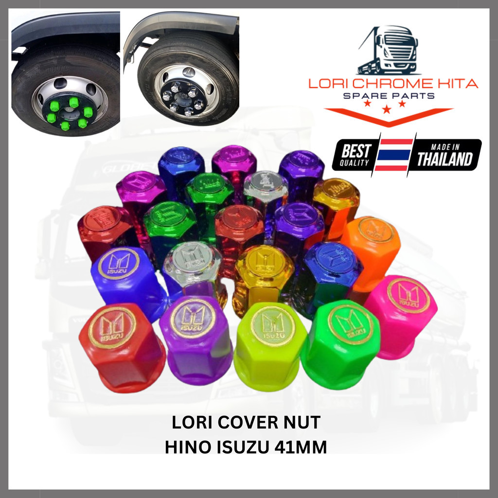 LORI CHROME KITA Truck Lori Cover Nut Lori Nat HICOM HINO ISUZU 41mm ...
