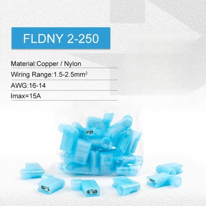 100PCS Nylon Crimp Terminal Insulated Flag 6.3mm Angle plug Female ...