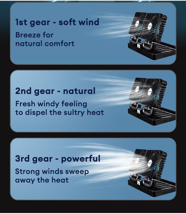 Car Strong Dual Fan Solar Fan Air Conditioning Double Booster Cooler ...