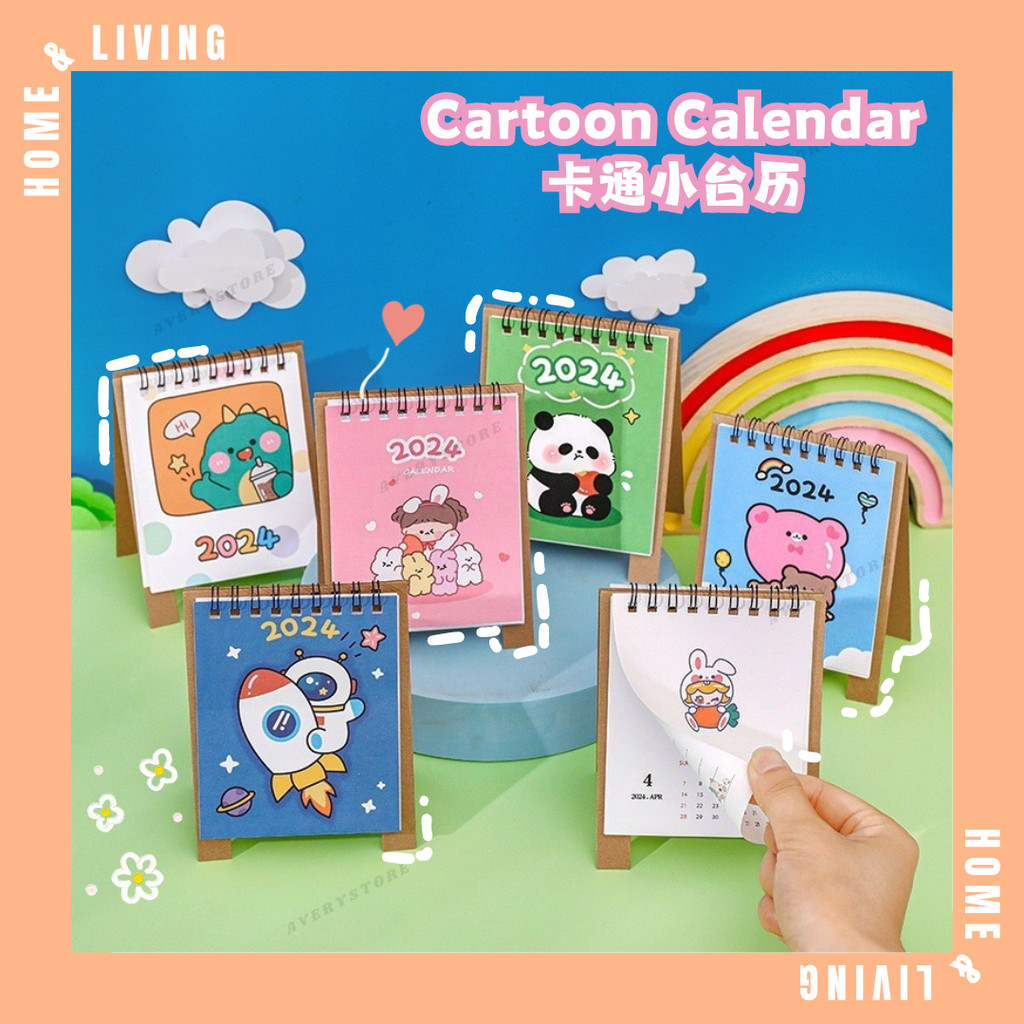 Calendar Kalendar 2025Cartoon Kartun Cute Desk Calendar Minimalist ...