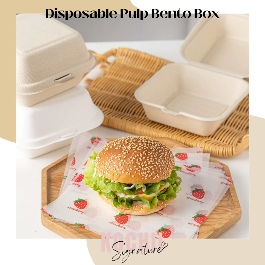 KOCHII 50PCS Disposable Pulp Food Box Bento Cake Box / Burger Box ...