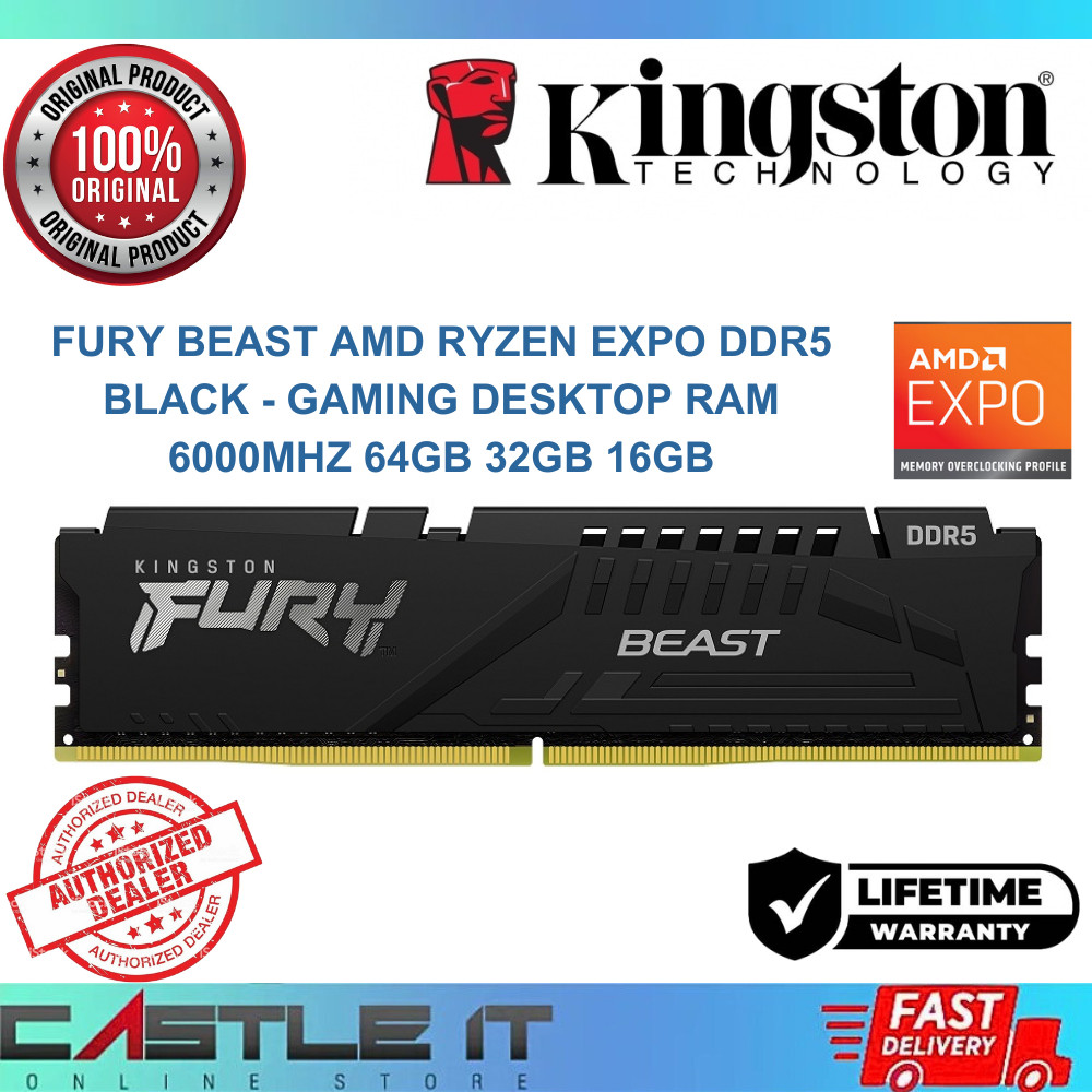 Kingston FURY BEAST AMD RYZEN EXPO DDR5 BLACK 6000MHZ 64GB 32GB 16GB ...