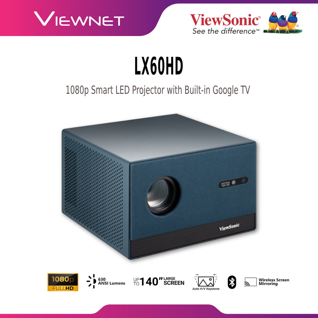 VIEWSONIC LX60HD 1080P SMART LED PROJECTOR WITH BUILT-IN GOOGLE TV ...