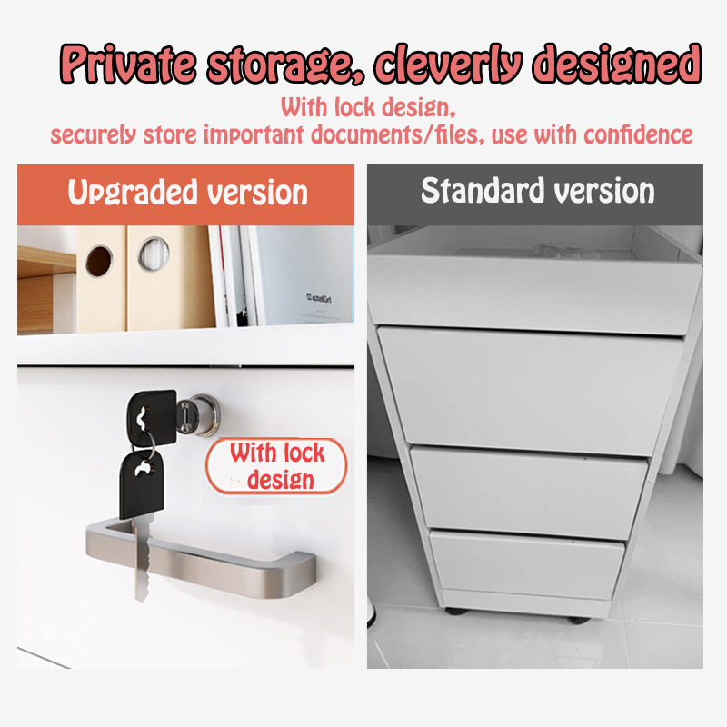 Sancy 3 Tier Roller Office File Cabinet Locker Storage Cabinet Wooden ...