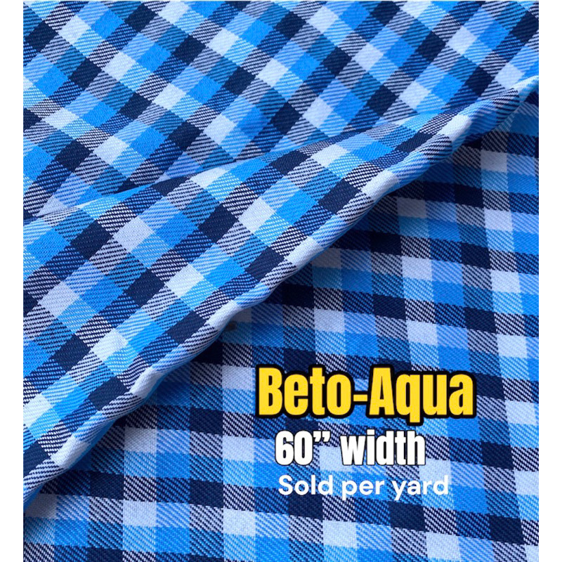 in stock [Beto-Aqua] Checkered Fabric Cloth Textile Tela 60 width sold ...