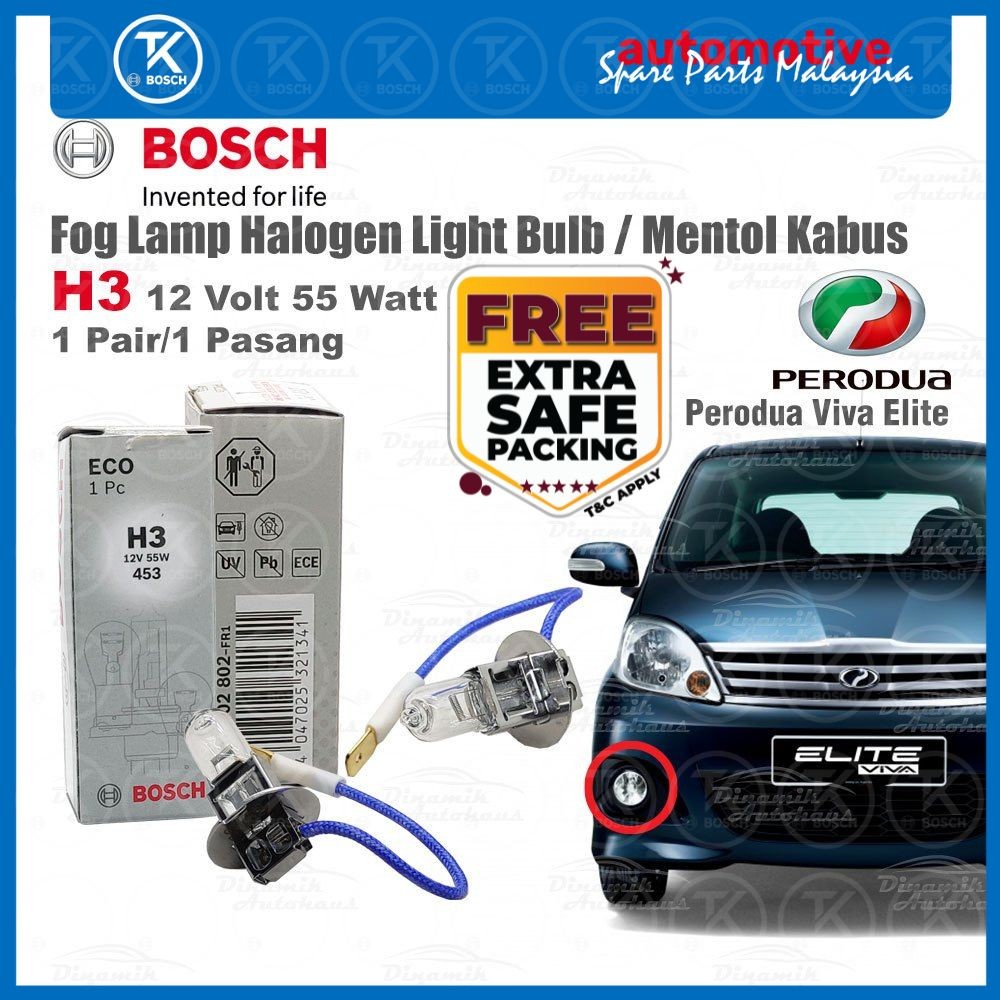 Perodua Viva Elite Fog Lamp Halogen Light Bulb (Mentol Lampu Kabus ...