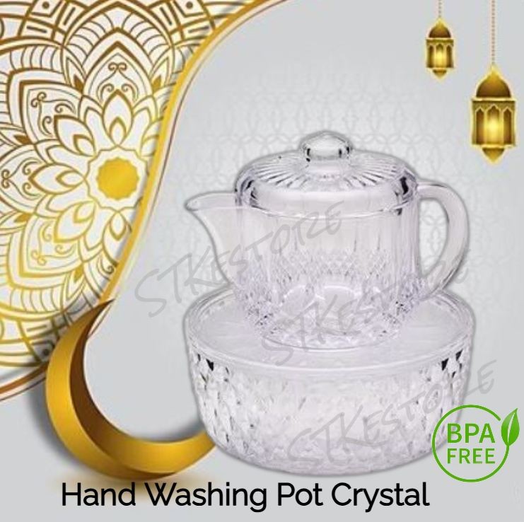 Hand Washing Pot with Tray / Tempat Bekas Basuh Tangan / Crystal Set ...