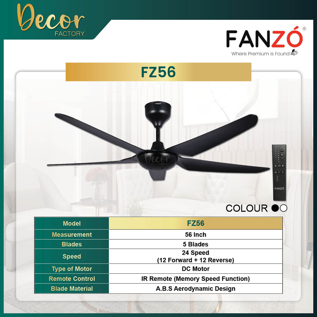 FANZO Fan FANZO FZ56 FZ42 5 Blades 24 Speed DC Motor With Remote ...