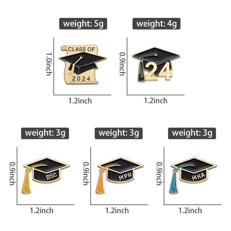 2024 Senior Year Graduate Enamel Pins Brooches Bachelor Hat Graduation ...