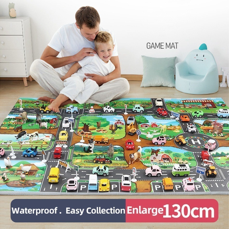 Children Playmat Activity Surface Waterproof Map Kids Animal Toy Baby ...