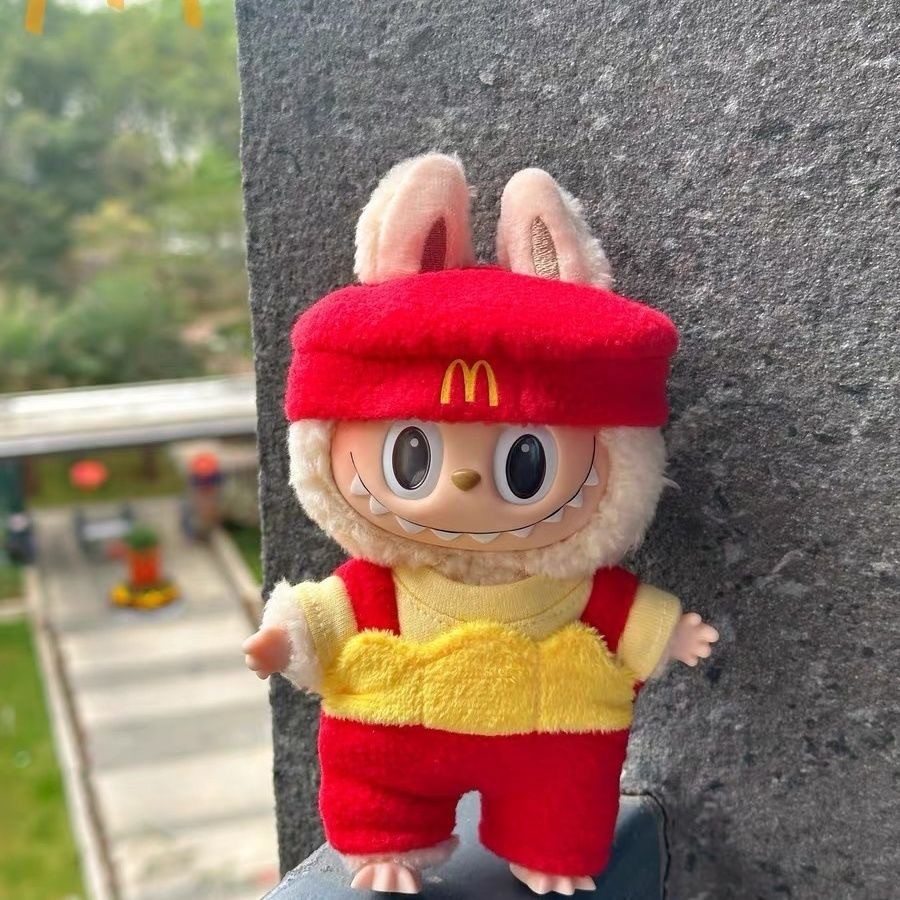 Labubu Clothes 17cm Vinyl Doll McDonald's Suit Uniform LABUBU Pop Mart ...