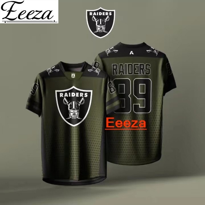 Eeeza AMIGO NFL PREMIUM JERSEY RAIDERS GREEN LYCRA Sport Baju Tshirt ...