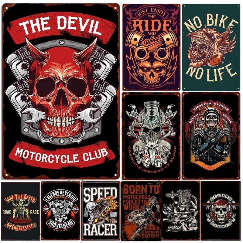 Vintage Metal Signs Decor Motorcycle Posters Retro Metal Plaque Tin ...
