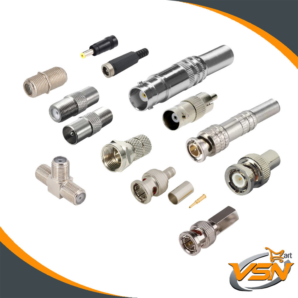 BNC RG59 RCA COAXIAL JACK SOCKET CONNECTOR PLUG Screw Twist for CCTV ...