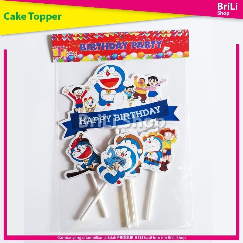 Cake Topper HAPPY BIRTHDAY Doraemon Doremon BIRTHDAY Cake Decoration ...