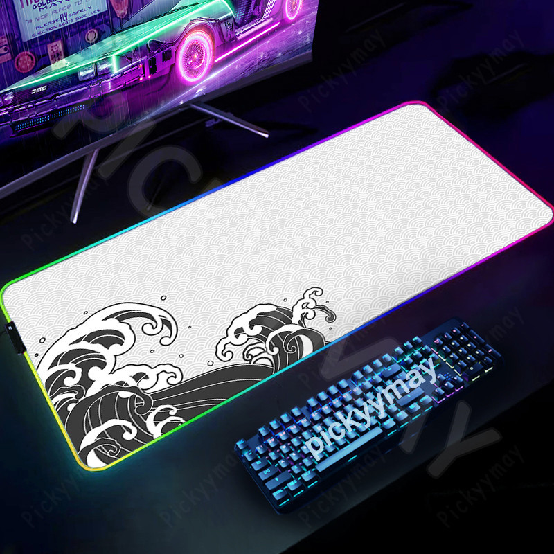 Japanese Style RGB Gaming Mousepads Desk Pad Great Wave Keyboard Mat ...