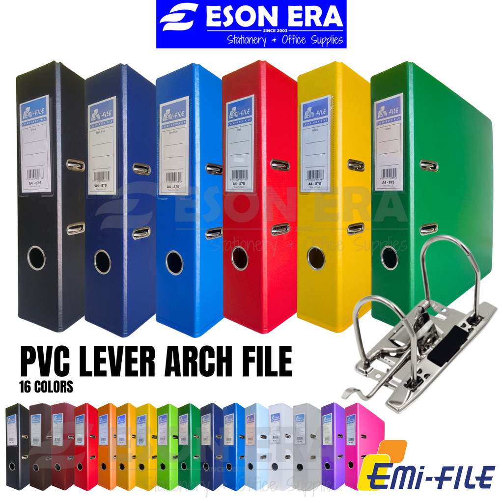 EMI A4 PVC Hard Cover Colour Lever Arch File 3inch 75mm 875-A4 Ring ...