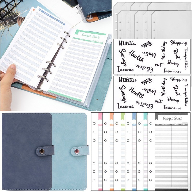 Binder Budget Planning Notebook Set - A6 Binder DIY Planner PU Leather ...