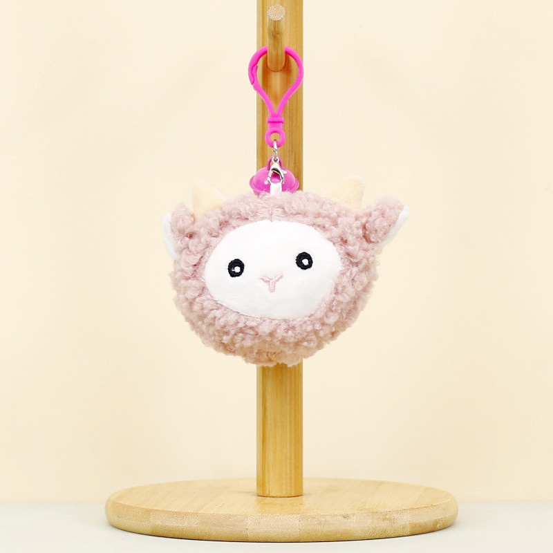 Sheep Fluffy Keychain Plush Bell Lamb Head Cute Bag Couple Decoration ...