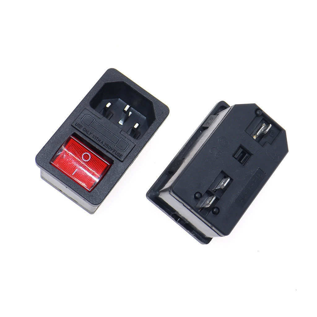 New Integral Red Light 10A250VAC Rocker Switch Power Rocker Fused IEC ...