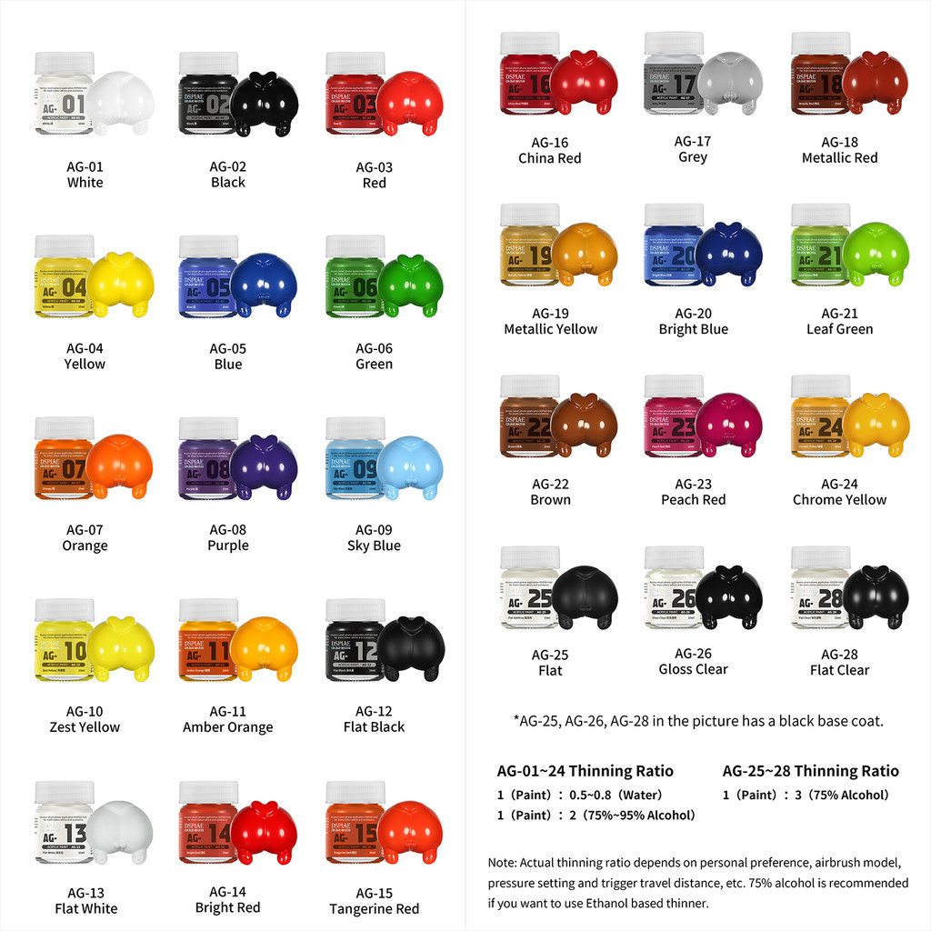 Dspiae Acrylic Paint Basic Color Series AG-01 - AG-28 Water-based Paint ...