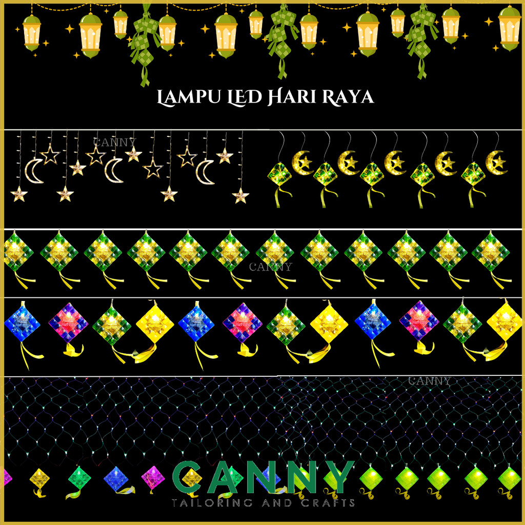 LAMPU RAYA KETUPAT & BULAN BINTANG DECORATION LIGHT LED / LAMPU RAYA ...