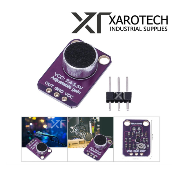 MAX4466 Microphone Amplifier Sound Sensor Module With Adjustable Gain Module Header Pin MIC MAX ...