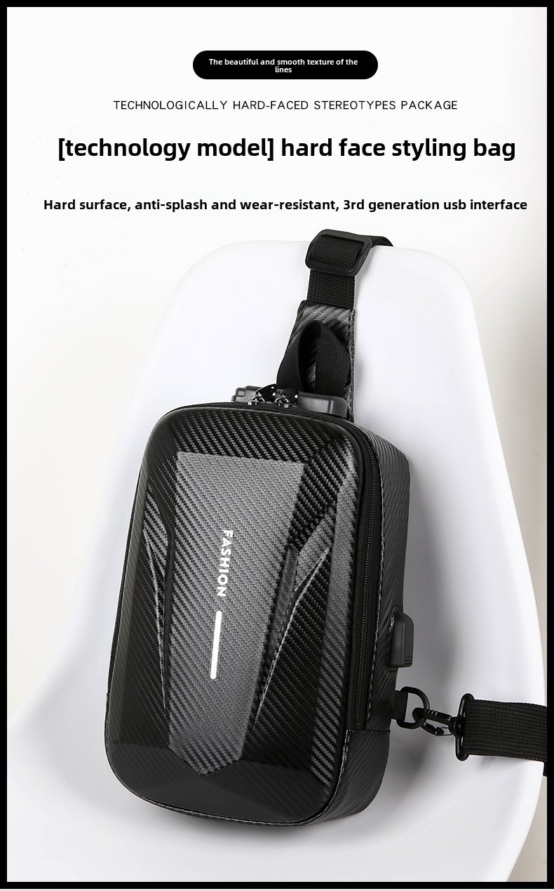 LABER LEE Men Shoulder Bag EVA Crossbody Chest Bag Waterproof USB ...