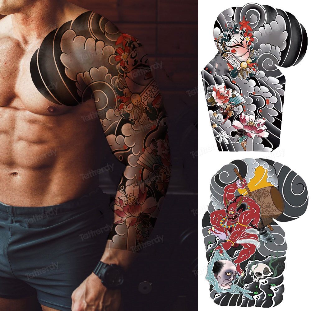 Super Large Cool Full Arm Temporary Tattoo Stickers Men Adult Shoulder ...