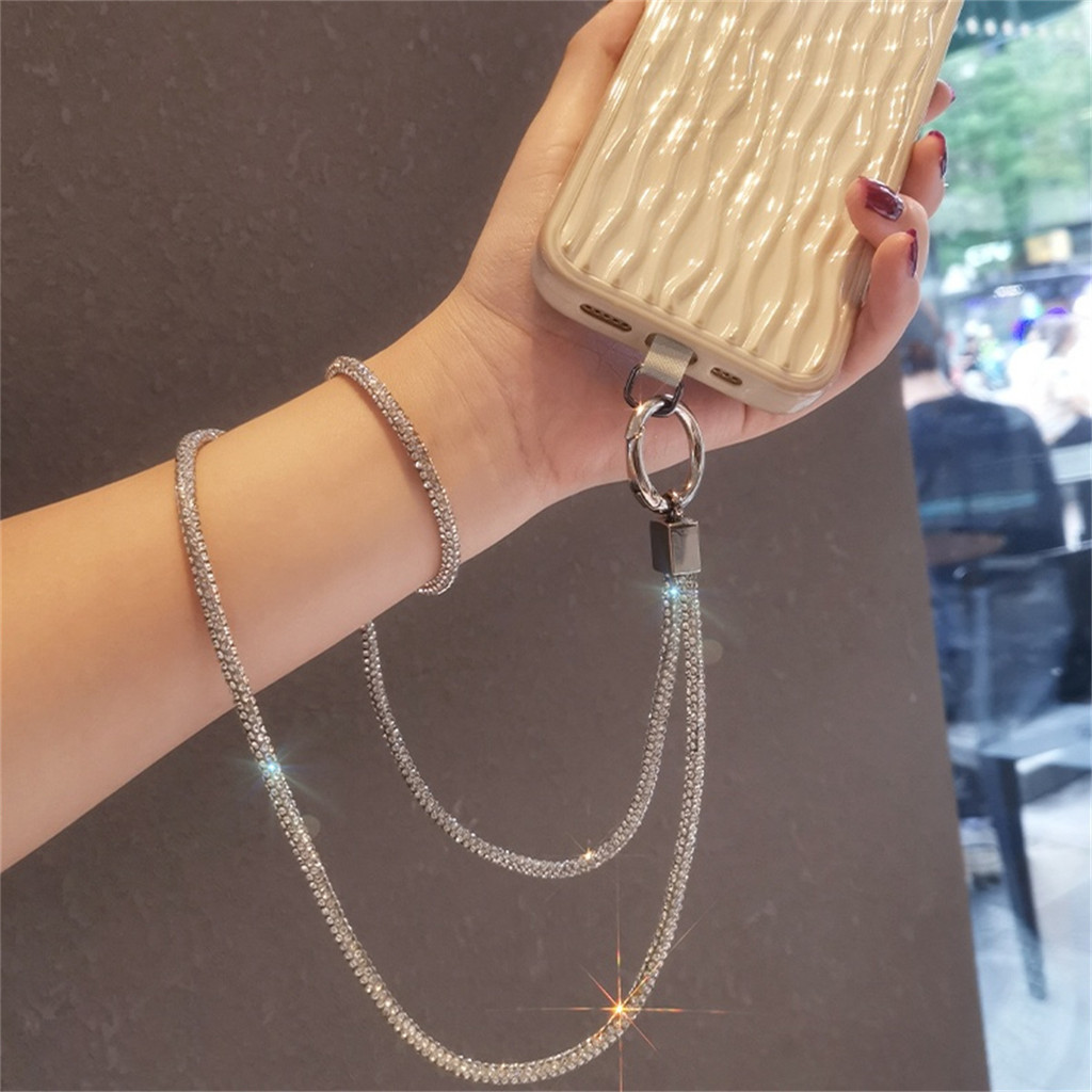 Luxury Phone Wrist Strap Lanyard Diamond Pendant Clip For iPhone 15 14 ...