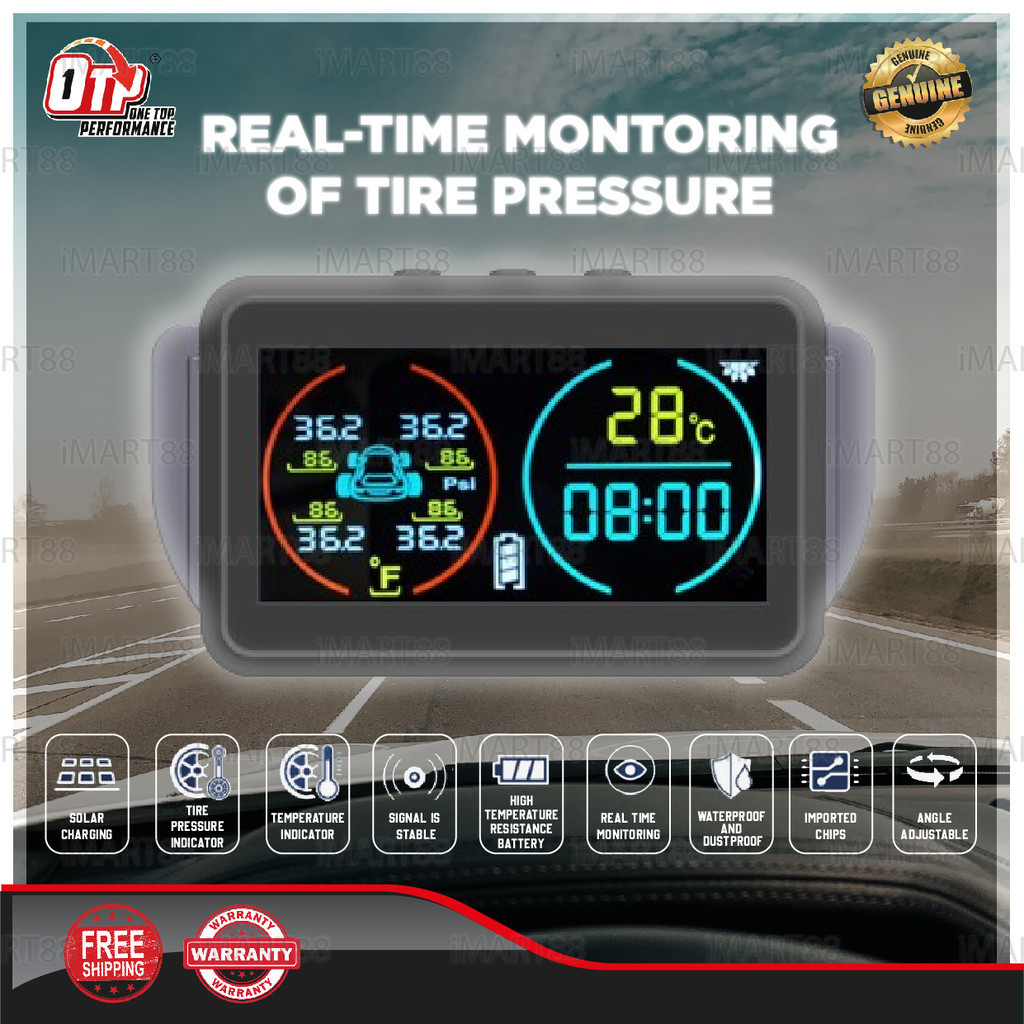 OTP TPMS Solar Tyre Pressure Monitor Car Wireless Pressure Monitoring ...