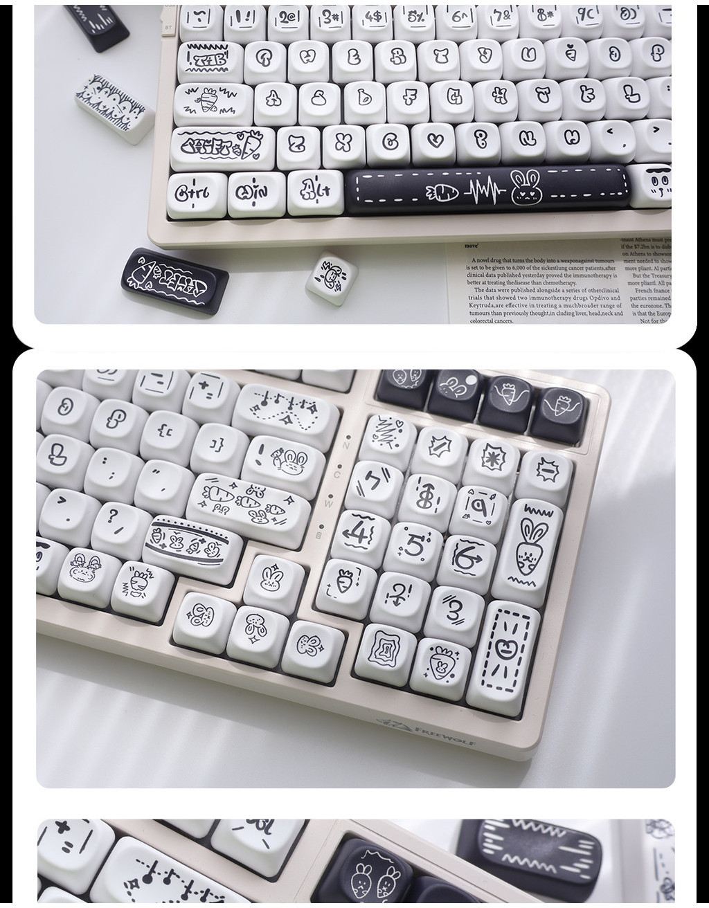 BOW Luobotu Keyboard Keycaps MOA Height Mechanical Keyboard Key Cap PBT ...