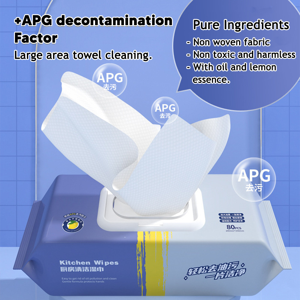 [80 PULLS/PACK] Borong365 Disposable Kitchen Wet Wipe Degreasing Lap ...