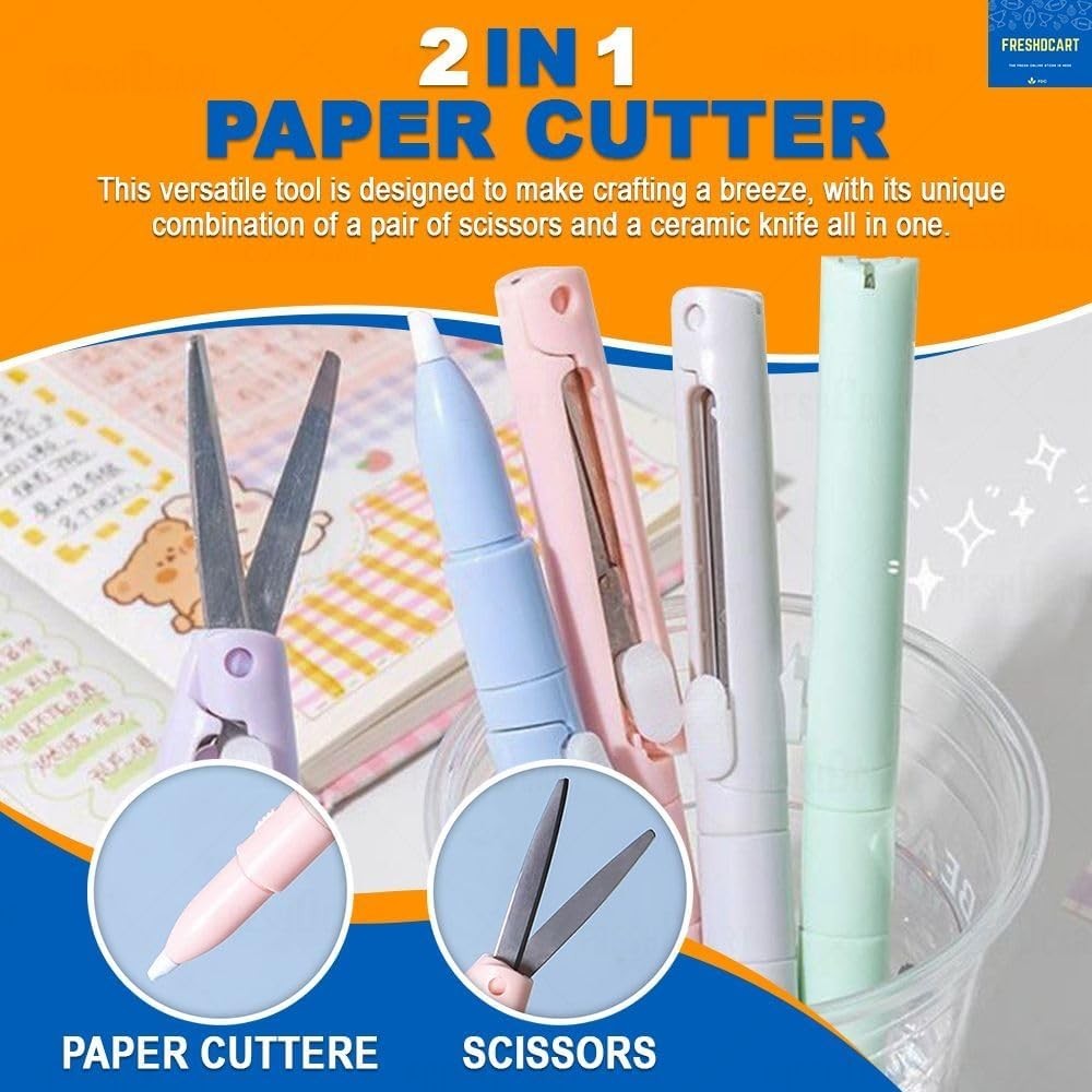 C&M Kawaii 2 In 1 Foldable Scissors Utility Knife DIY Handwork Paper ...