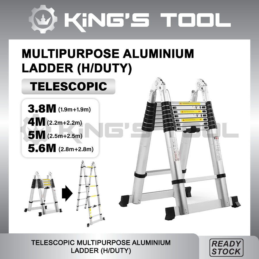 TELESCOPIC MULTIPURPOSE ALUMINIUM LADDER (12/14/16/18 STEPS)/ DOUBLE ...