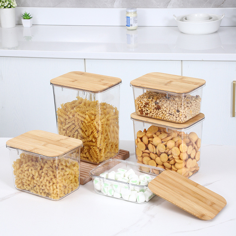 OMMO Cassy Bamboo Canister Plastic Food Storage Tupperware Food ...