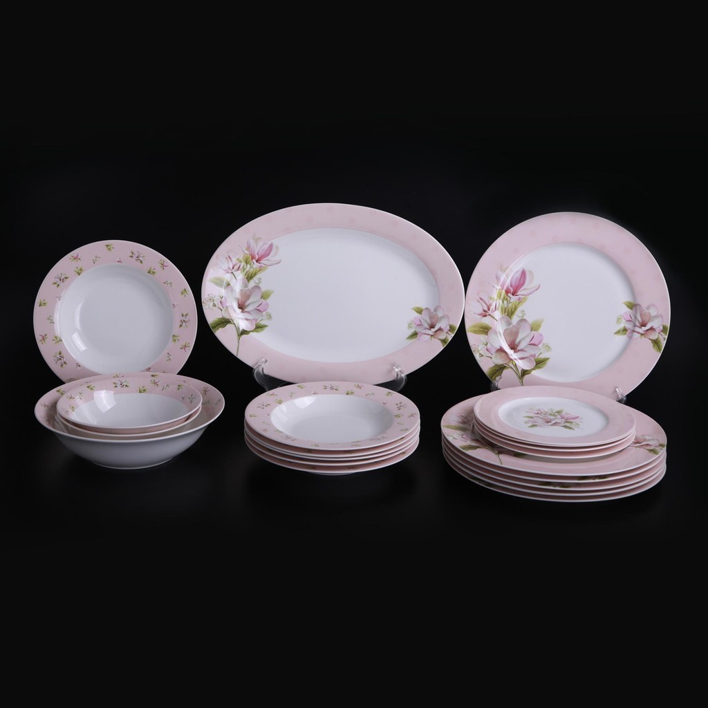Queens Premium Porcelain 20pcs Round Dinner Set /Set Pinggan Mangkuk ...
