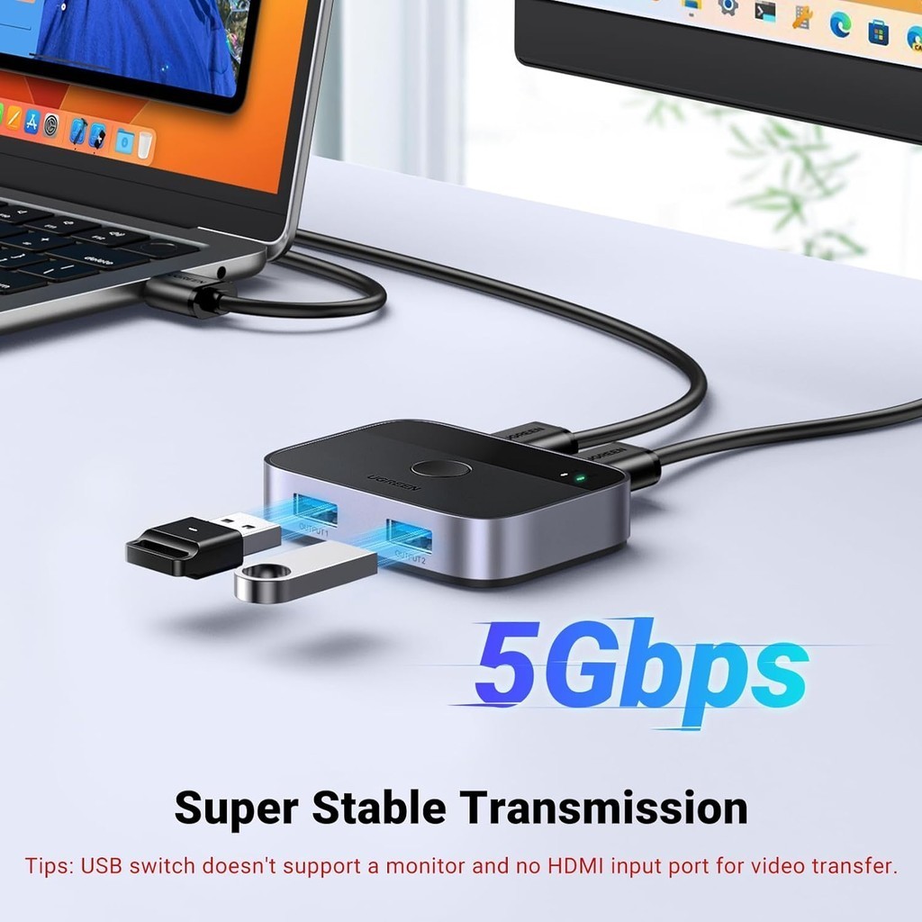 UGREEN USB 3.0 KVM Switch 5GBPS Type C Switcher Sharing Keyboard and ...