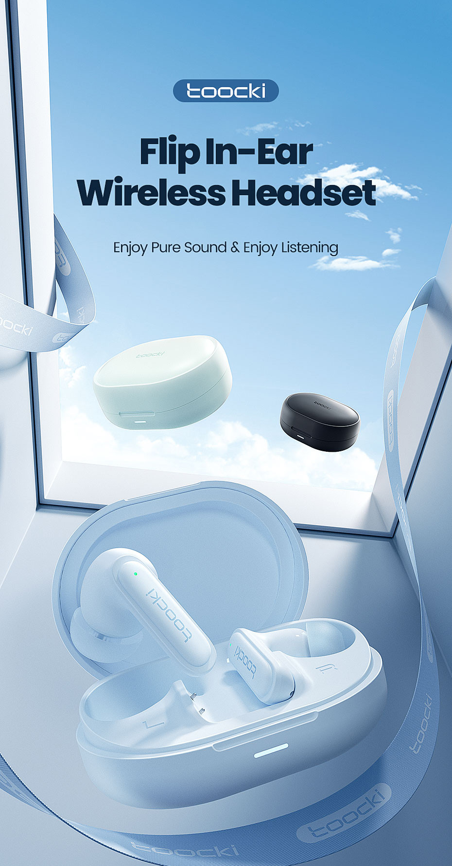 Toocki TWS Flip In-Ear Wireless Headset Bluetooth 5.3 Wireless ...