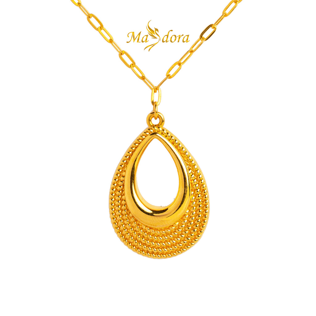 MASDORA 999 Gold Necklace Rantai Leher Emas ~ Golden Looping Droplet ...