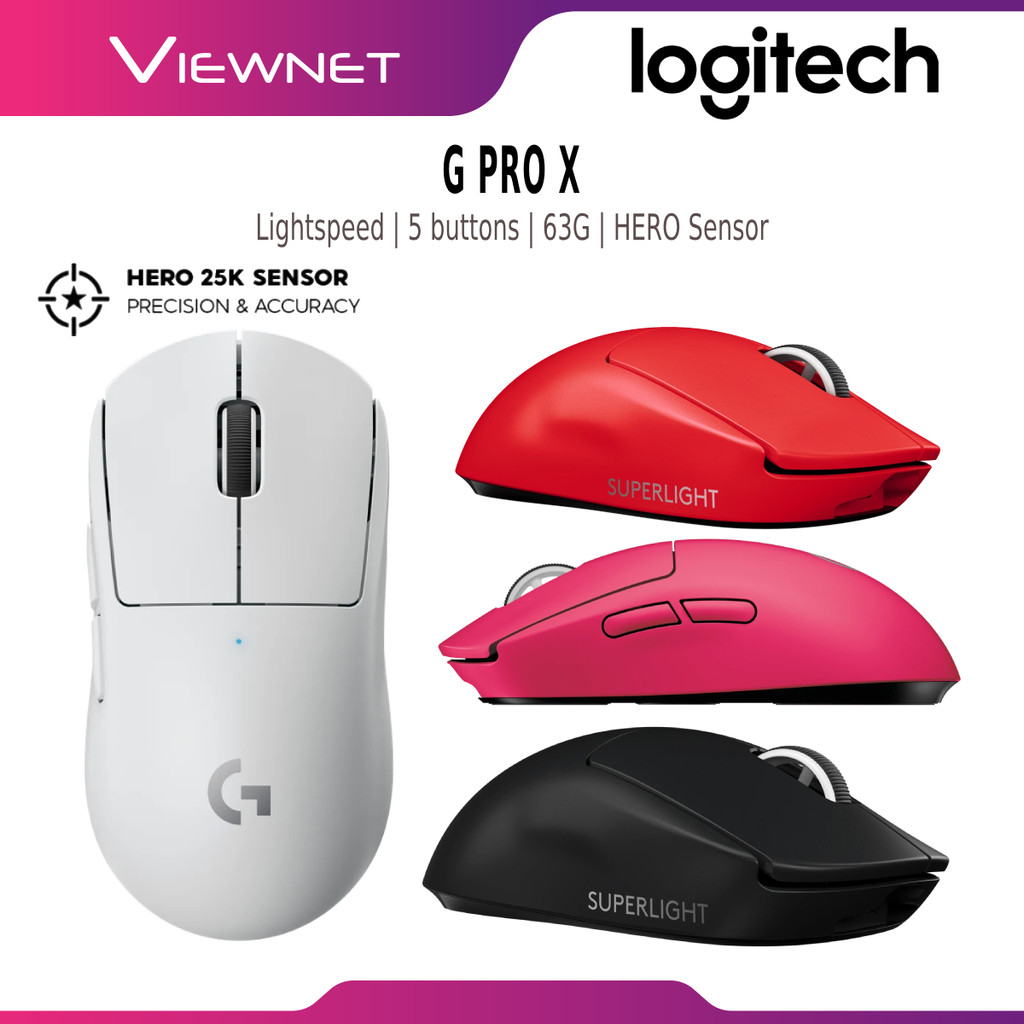 LOGITECH G PRO X SUPERLIGHT WIRELESS GAMING MOUSE LIGHTSPEED | HERO 25K ...