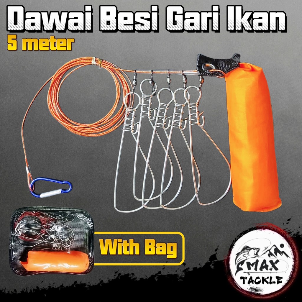 Dawai Besi Gari Ikan Set 5meter Kayak Fishing Keep Fish Alive Mouth ...
