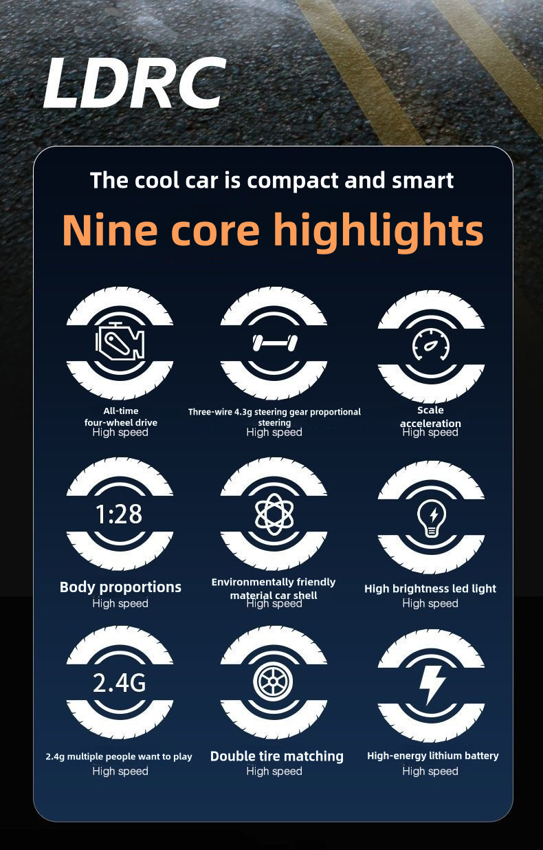 LDR/C 1/28 RTR 4WD RC Drift Car Servo Steering Full Proportional ...