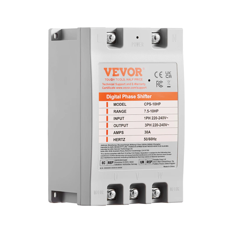 VEVOR Digital Converter 5/7.5/10HP Single Phase to 3 Phase Converter ...