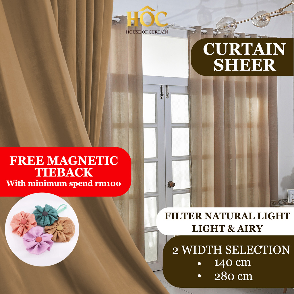 💯 Day Curtain Sheer Light Filter Soft Airy Langsir Nipis Lapisan Kedua ...