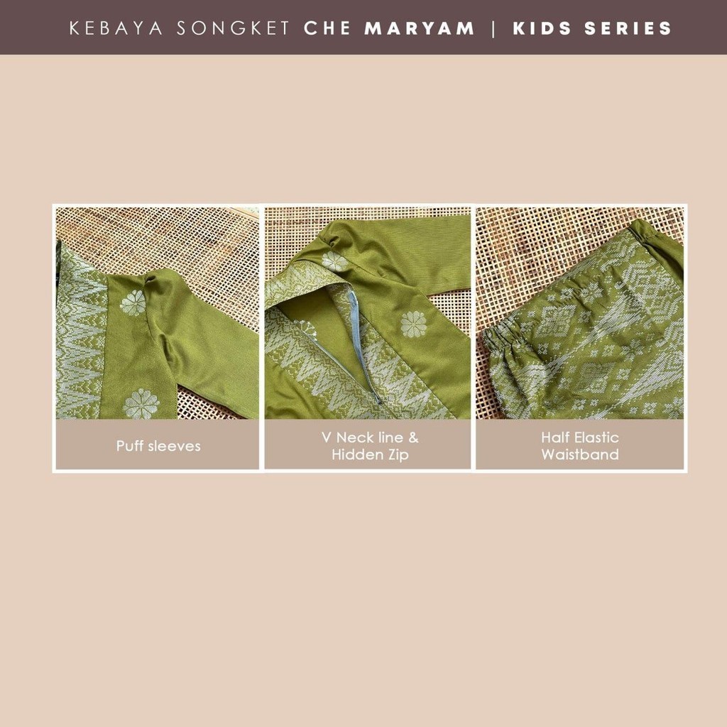 KEBAYA SONGKET CHE MARYAM KIDS | SONGKET | BAJU KEBAYA BUDAK | SONGKET ...